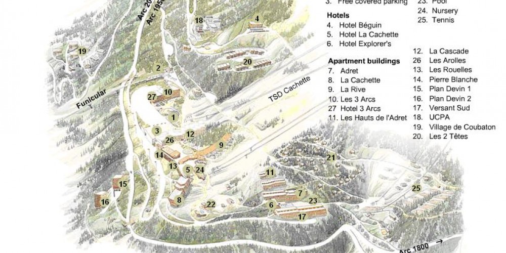 Les Arcs: Vallandry resort and piste maps