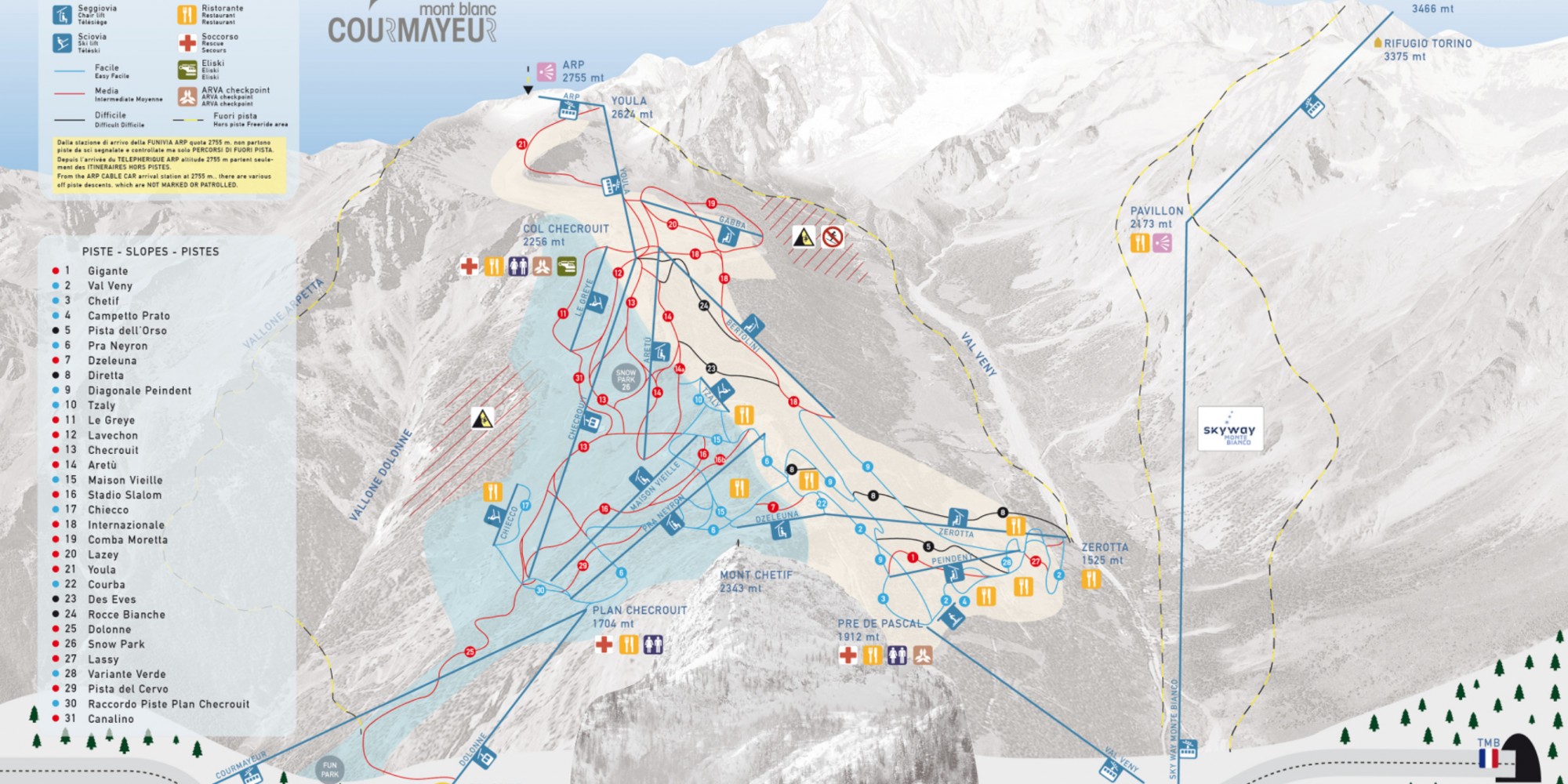 Courmayeur resort and piste maps