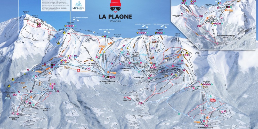 La Plagne: Montchavin resort and piste maps